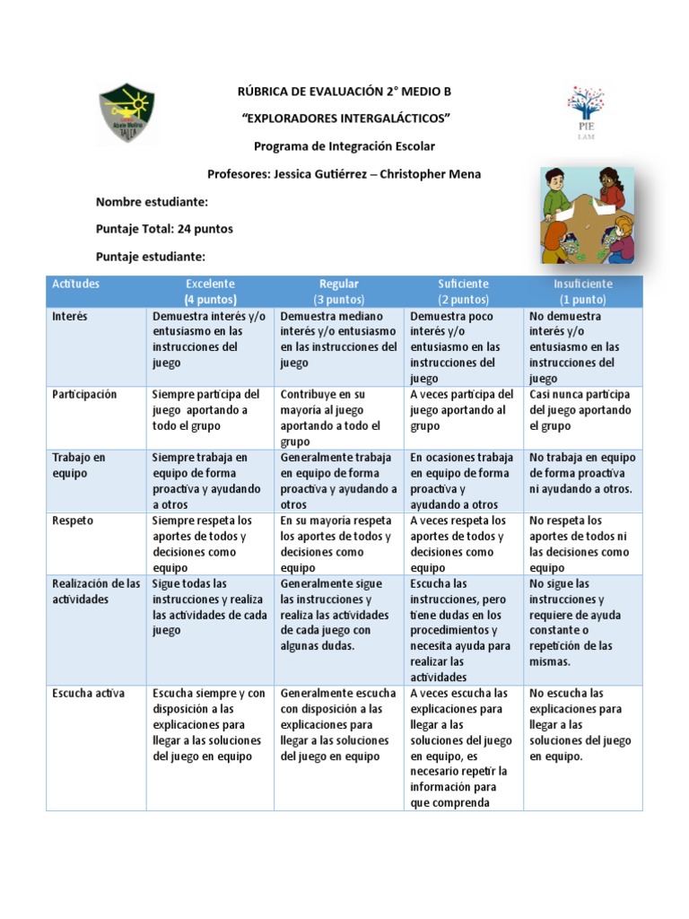Rúbrica de Evaluación para Juegos 2° Medio | PDF