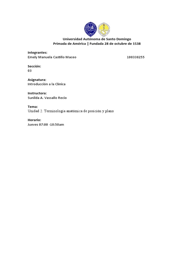 Terminología Anatómica y Posición | PDF | Términos anatómicos de ...