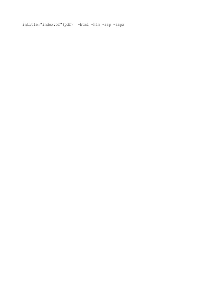 Intitle:"index - Of" (PDF) - HTML - HTM - Asp - Aspx | PDF