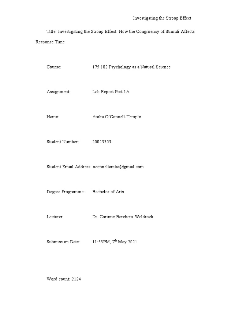 Lab Report | PDF | Experiment | Psychology