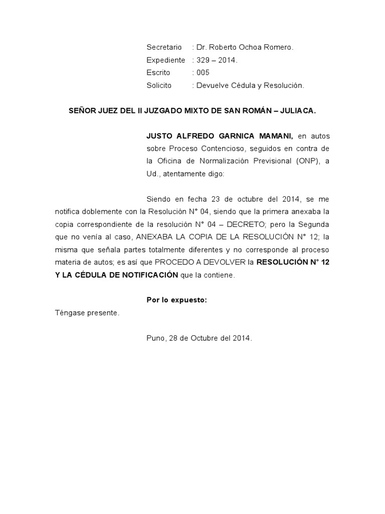 Ejemplo de Escrito | PDF
