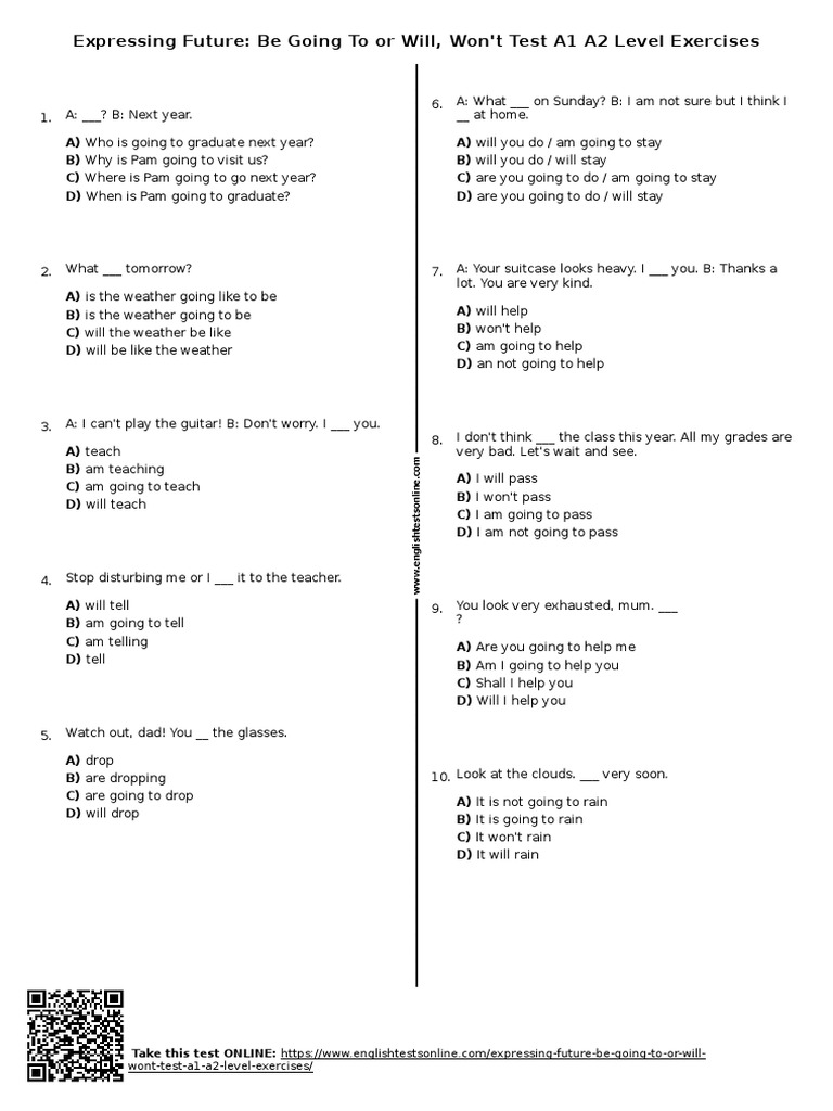 Future-Be Going To - Will - Won't | PDF
