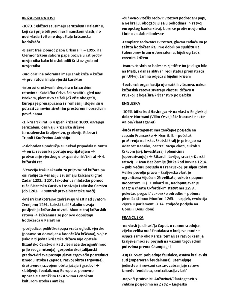 Povijest 3. Ispit + Skripta Županijsko | PDF