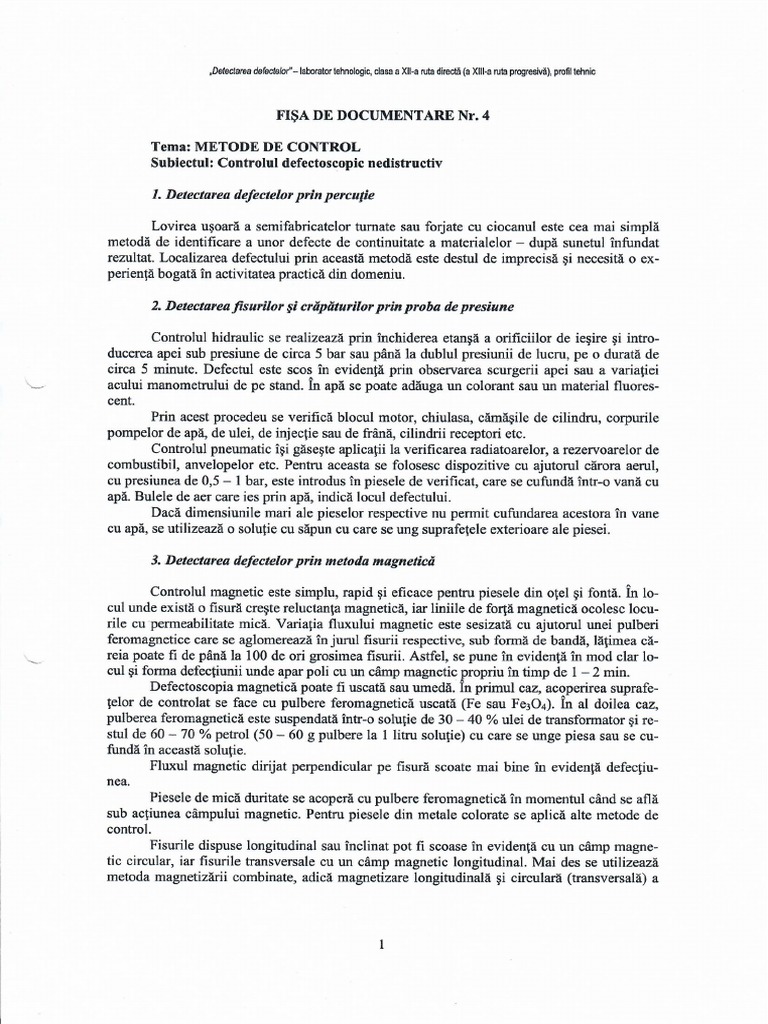 Controlul Defectoscopic Nedistructiv | PDF