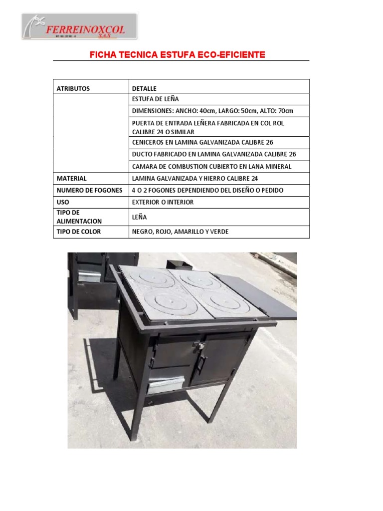 Ficha Tecnica Estufa Ecoeficiente | PDF