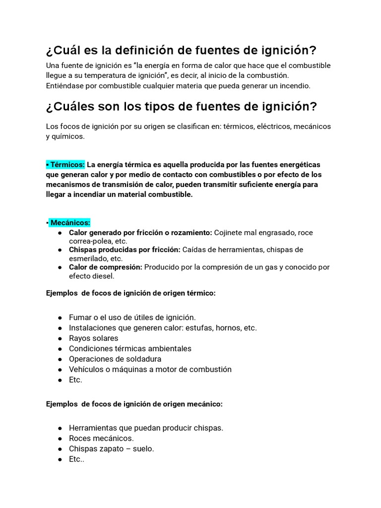 Fuentes de Ignición - Yami. | PDF