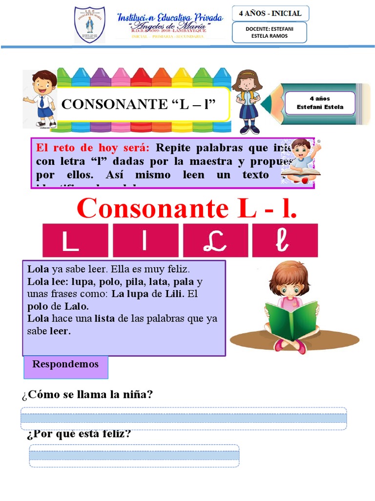 Actividades con la Consonante L | PDF