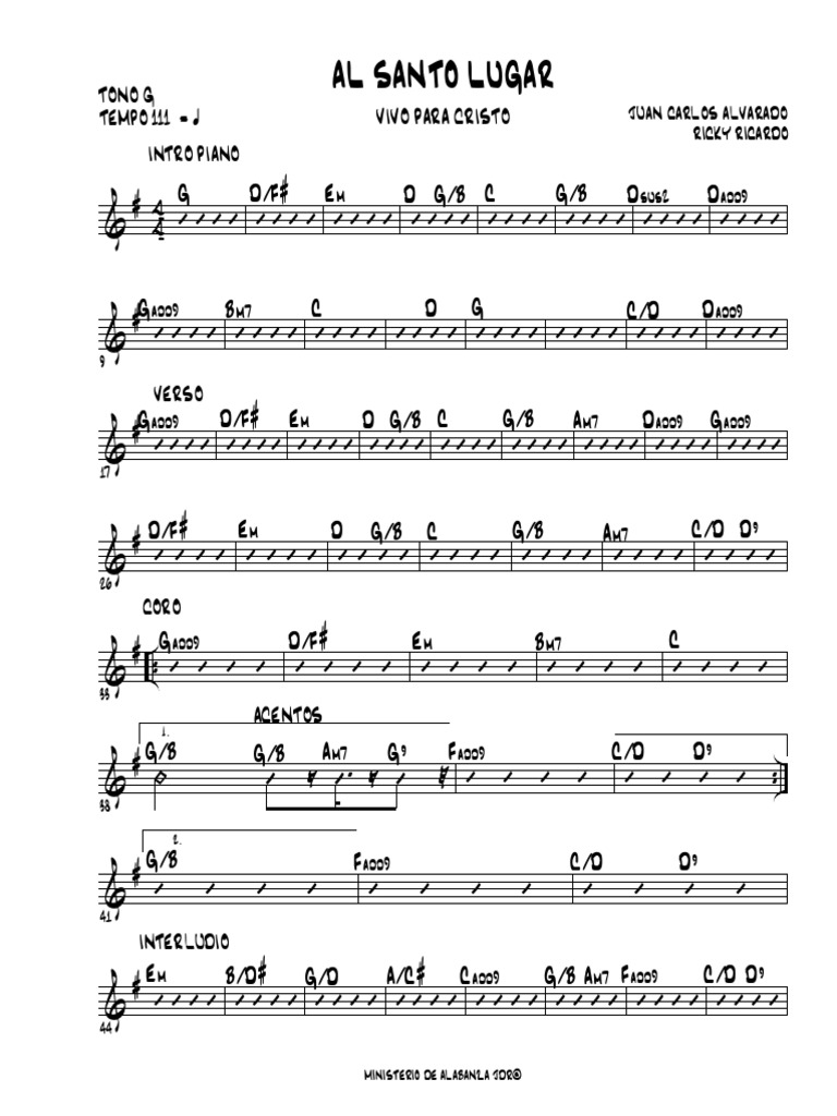 Al Santo Lugar - Jca - Chart - G Mayor Original | PDF
