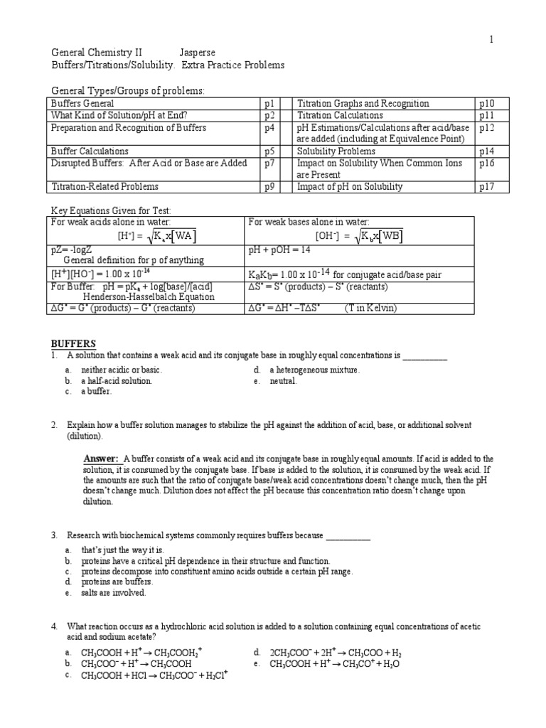 Buffer-Titration-Equilibrium Practice Problems | PDF | Ph | Ammonium