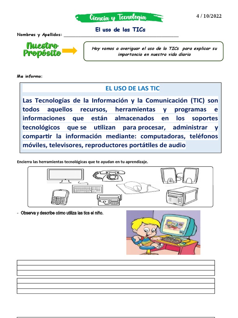 Fichas El Uso de Las Tic | PDF
