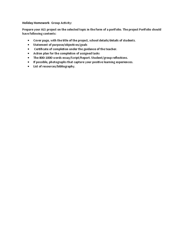 Class 1 Holiday Homework Guidelines | PDF