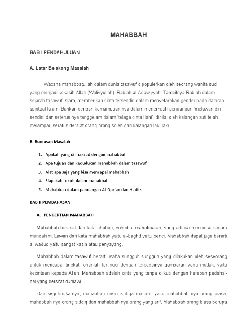 Makna dan Tujuan Mahabbah dalam Islam | PDF