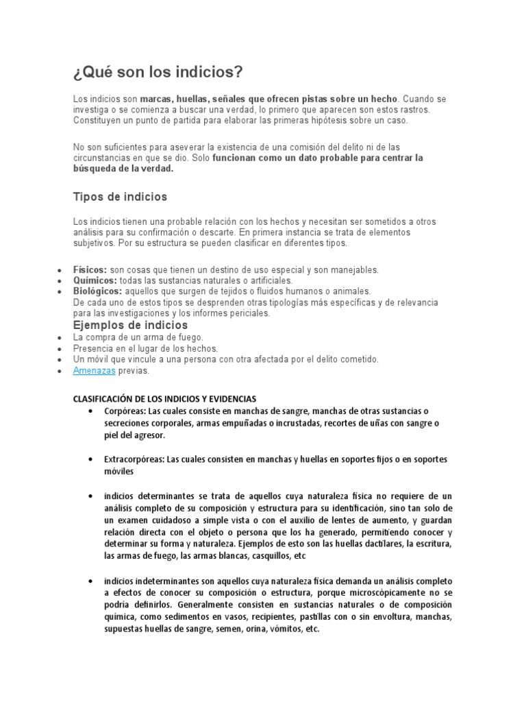 Qué Son Los Indicios | PDF | Evidencia (ley) | Ley procesal