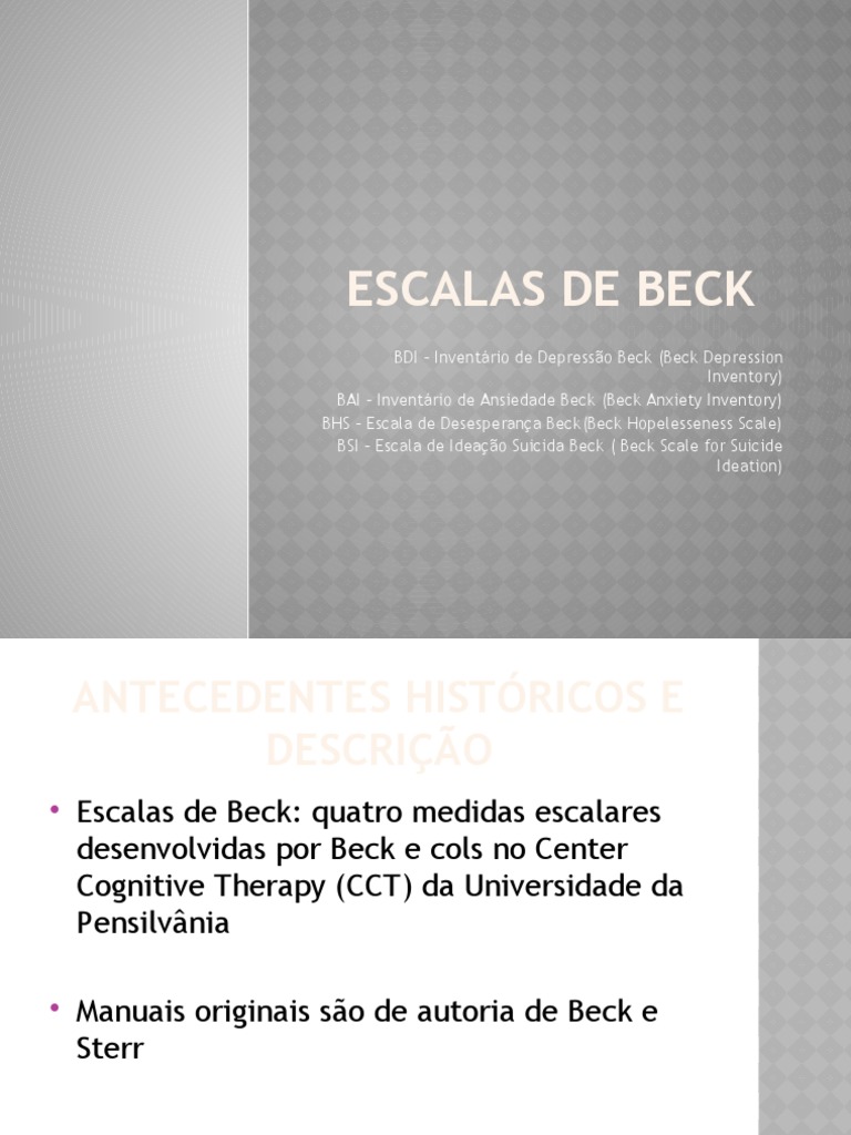 Escalas de Beck | PDF | Depressão | Ciência cognitiva