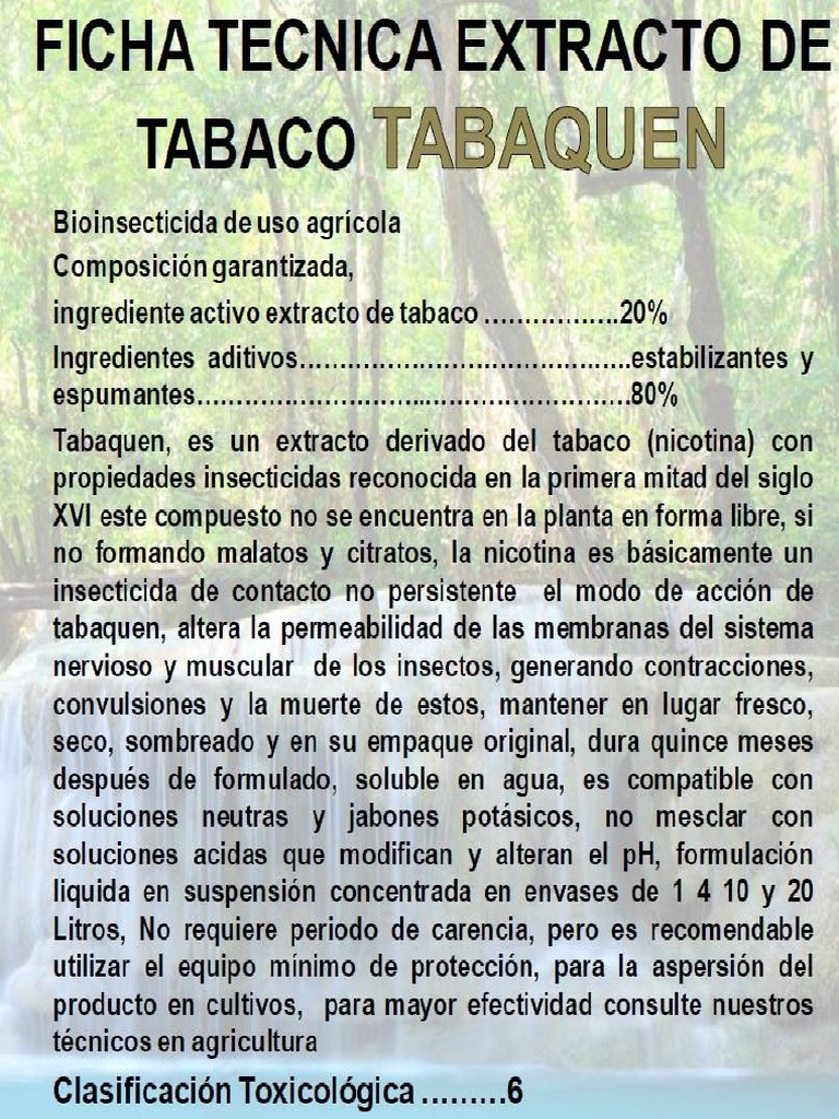 Ficha Tecnica Extracto de Tabaco | PDF