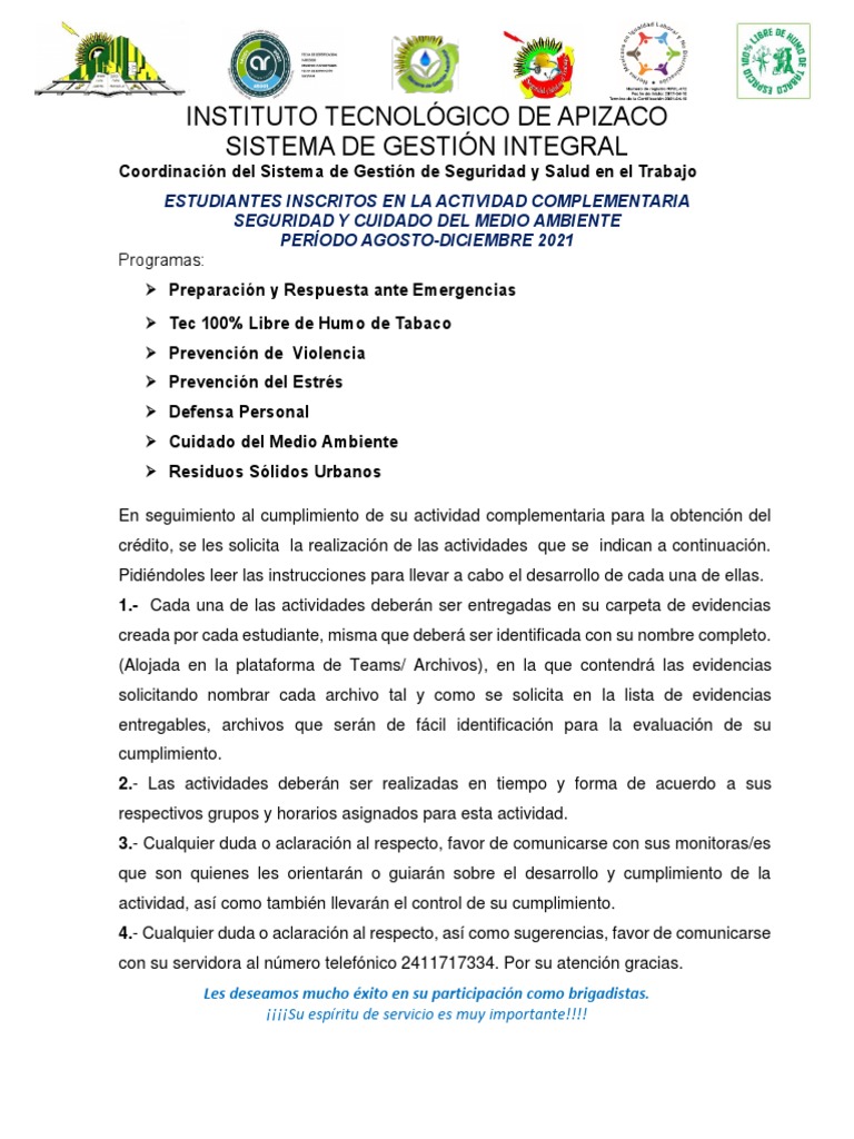 0 Instructivo de Actividades CAPACITACION-CONCIENTIZACION Ago-Dic 2021 SST OK | PDF | Contraseña ...