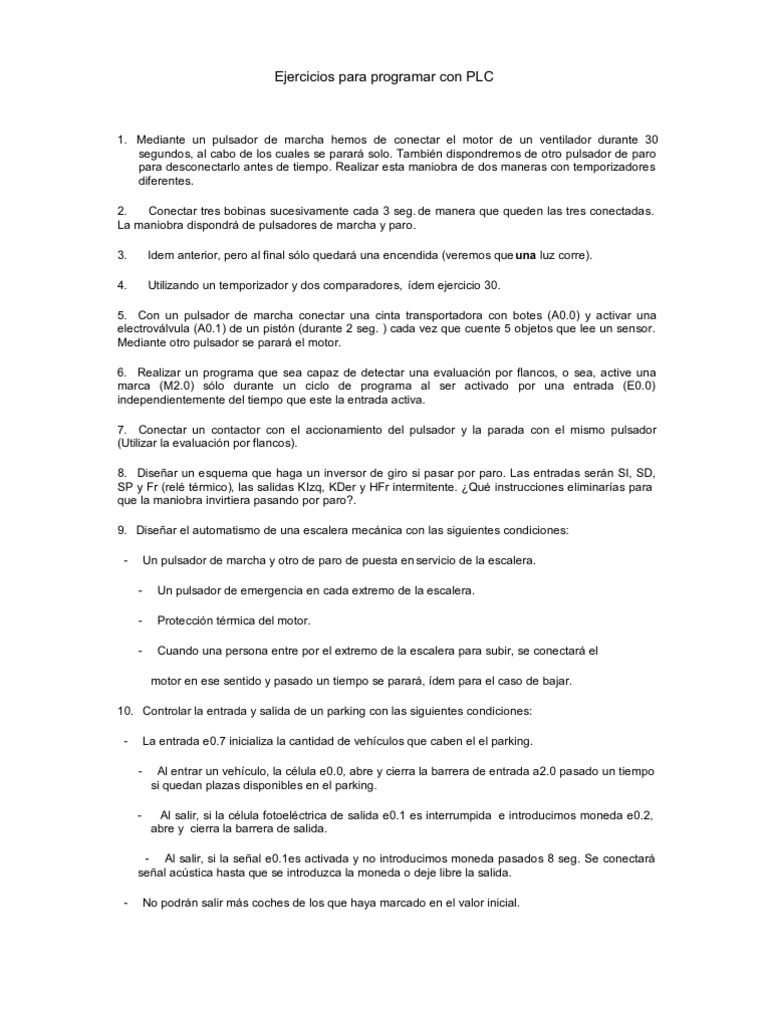 Ejercicios para Programar Con PLC | PDF