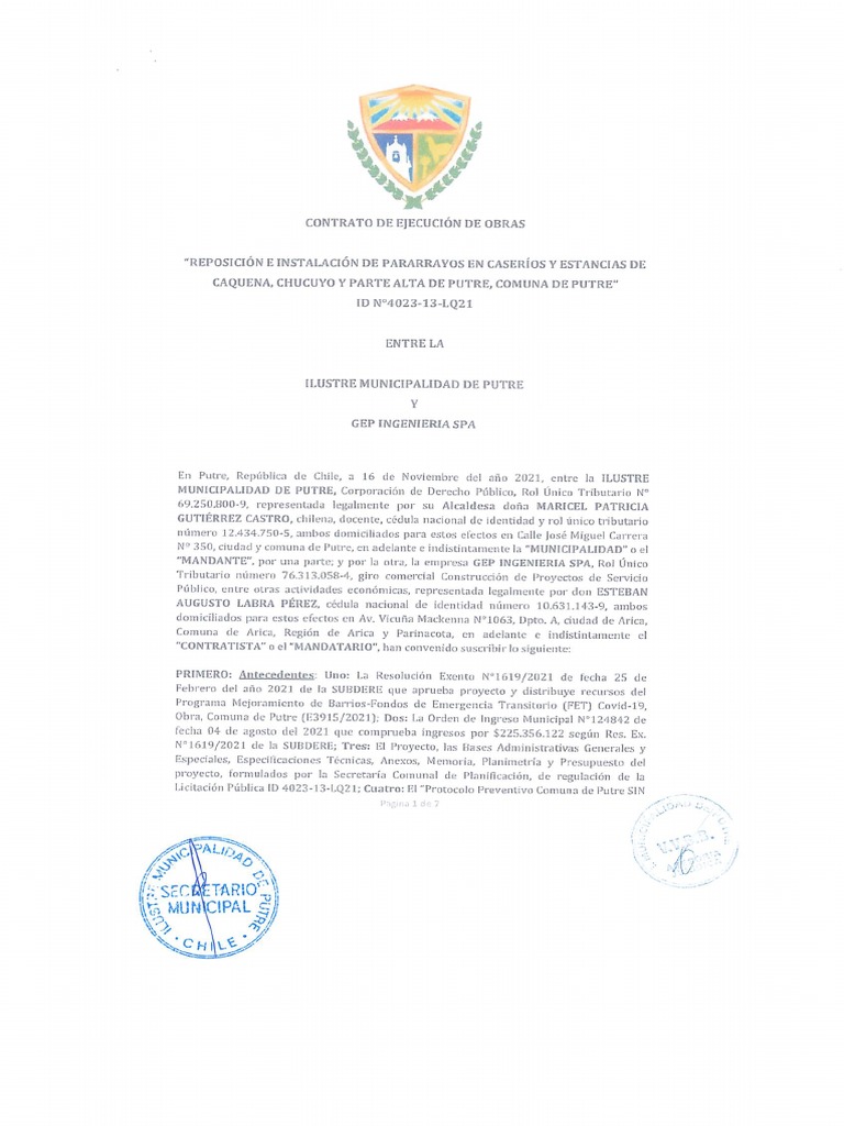 Contrato Obras Id 4023-13-LQ21 | PDF