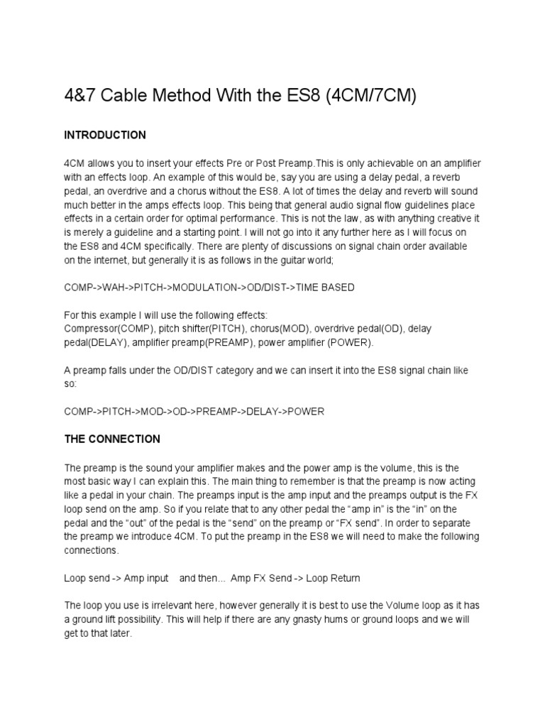4&7 Cable Method With The ES8 (4CM-7CM) | PDF | Amplifier | Information ...