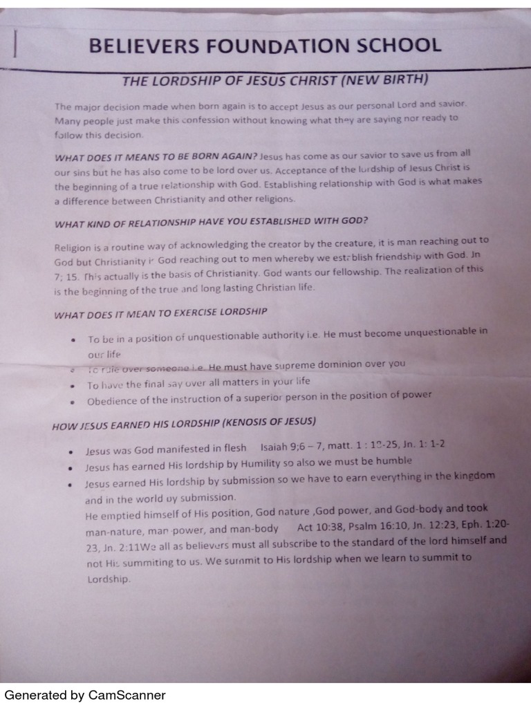 The Lordship of Christ | PDF