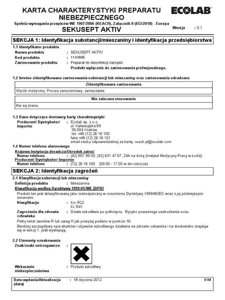 Karta-charakterystyki-SEKUSEPT AKTIV nadwEAglan | PDF