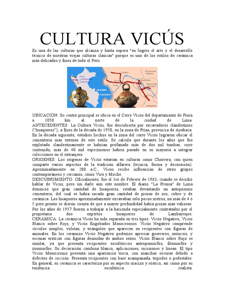 Cultura Vicús Resumen | PDF | Ciencias sociales | Historia