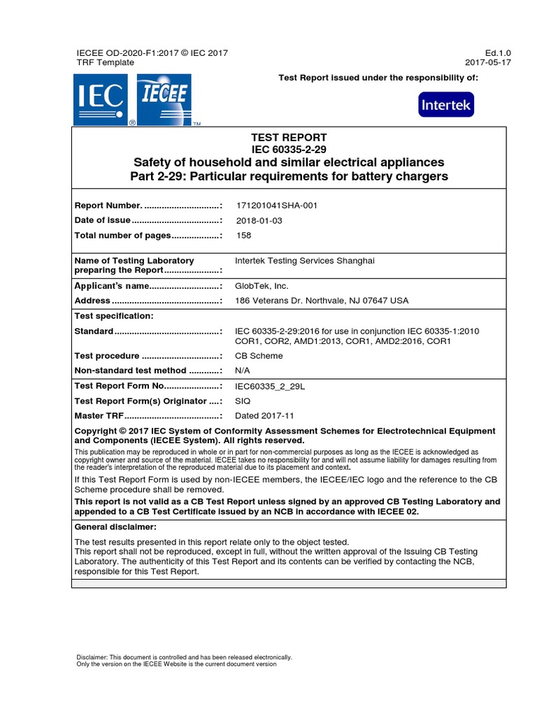 Safety of Household and Similar Electrical Appliances Part 2-29 ...