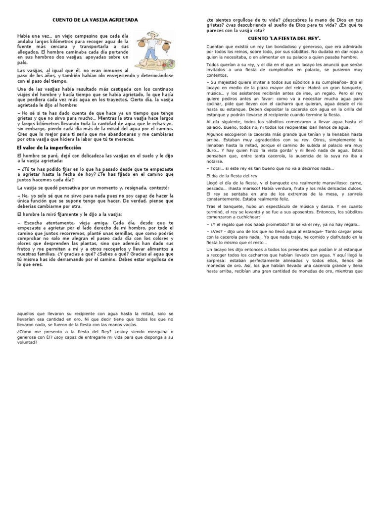 Cuentos La Vasija Agrietada La Fiesta Del Rey Pdf