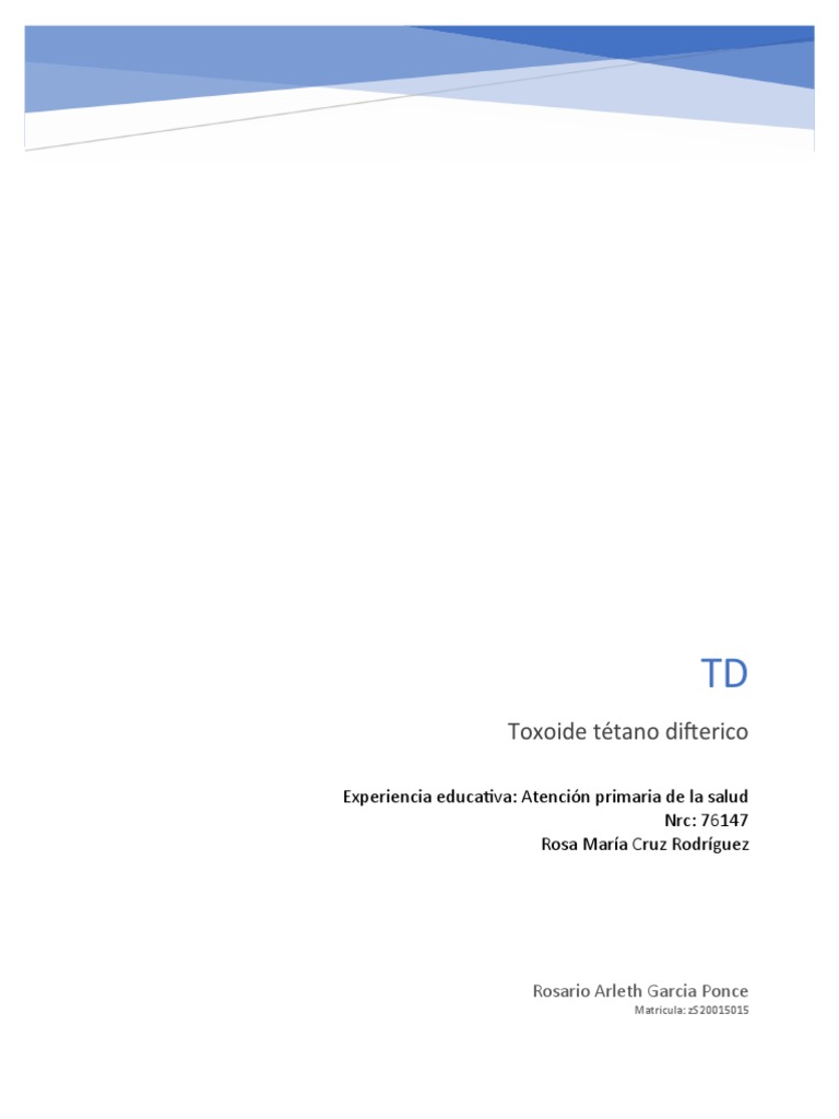 Vacuna Toxoide Tetánico Diftérico | PDF | Medicina | Microbiología