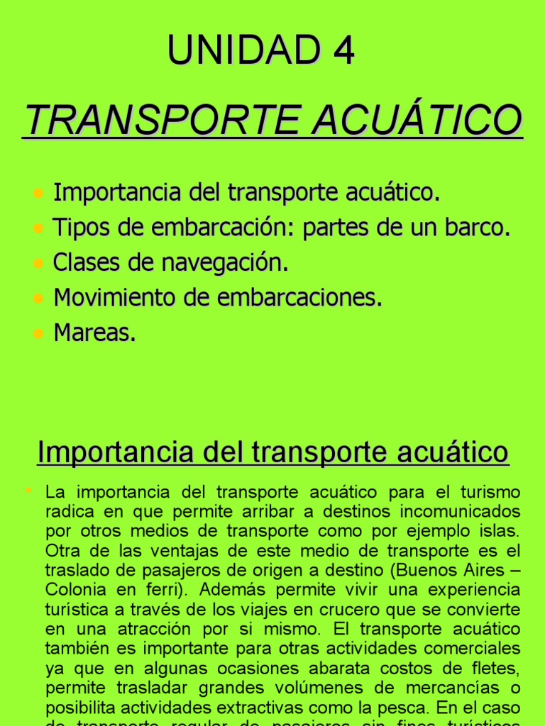 Unidad 4. Transporte Acuático | PDF | Marea | Barcos
