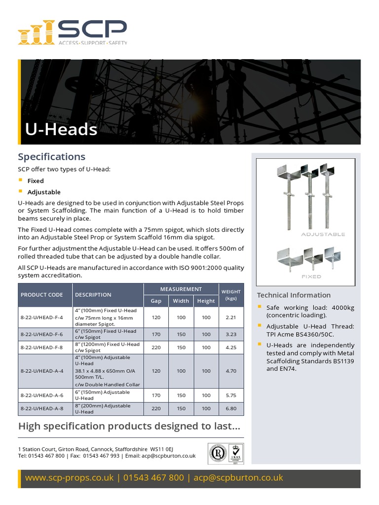 SCP U Heads | PDF | Scaffolding | Mechanical Engineering