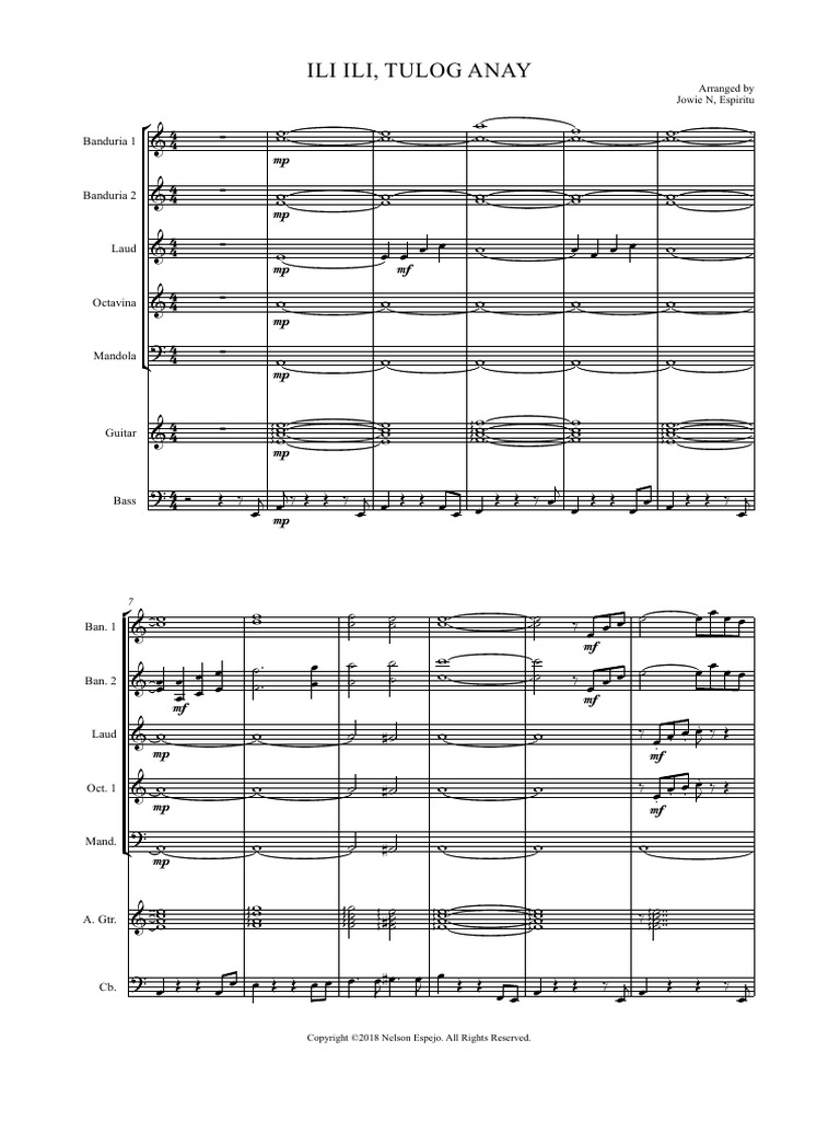 ILI ILI TULOG ANAY Score and Parts | PDF | Chess | Chess Openings