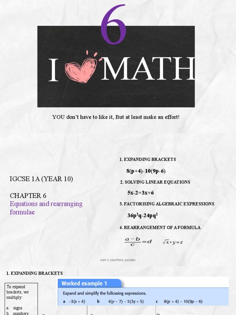 Equations, Expanding Brackets and Factorisation | PDF | Algebra | Equations