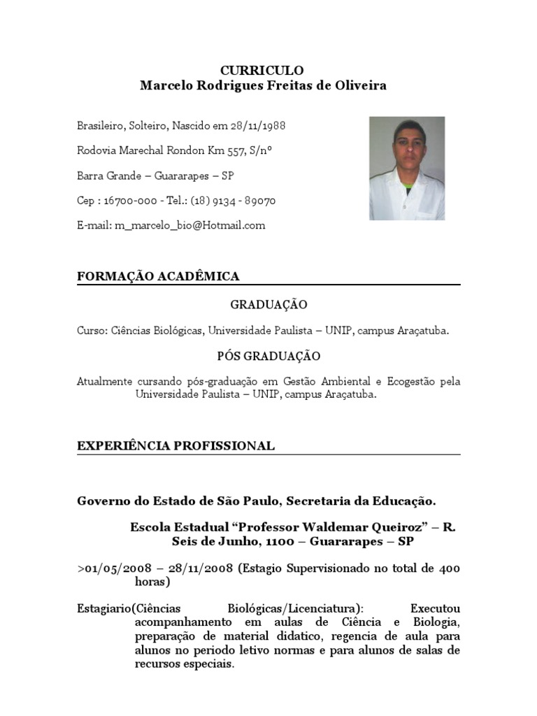 Curriculo Marcelo | PDF | Ambiente natural | Escolas