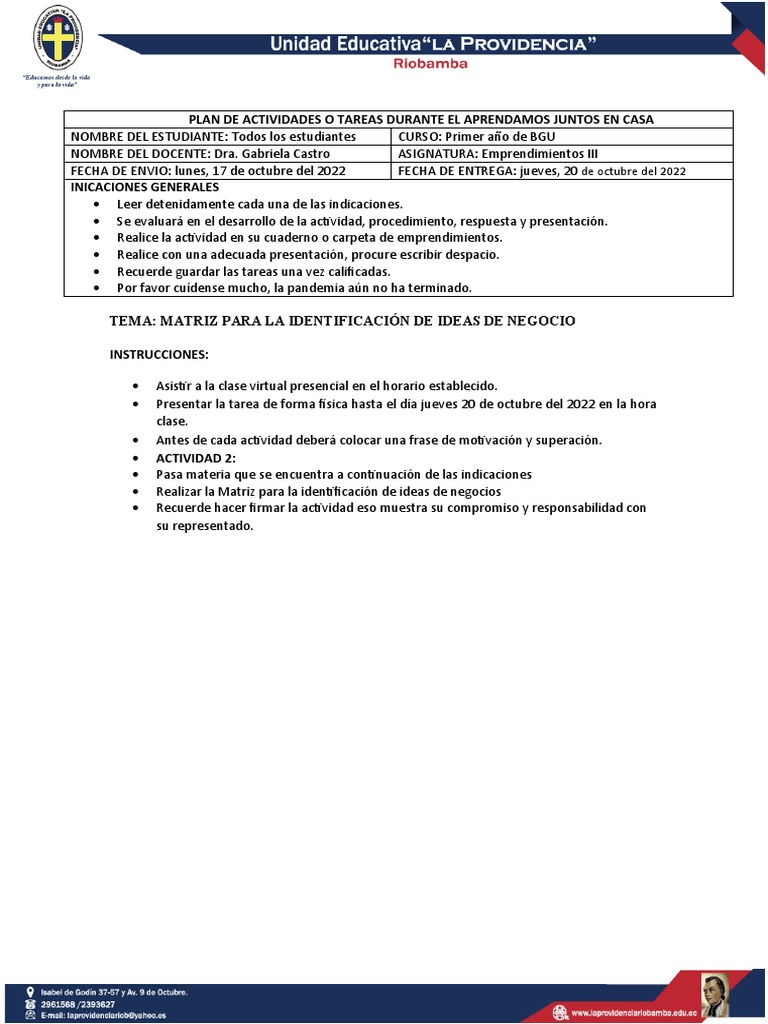 Matriz Identificación Ideas Tarea 002 | PDF | Producto (Negocio) | Cognición
