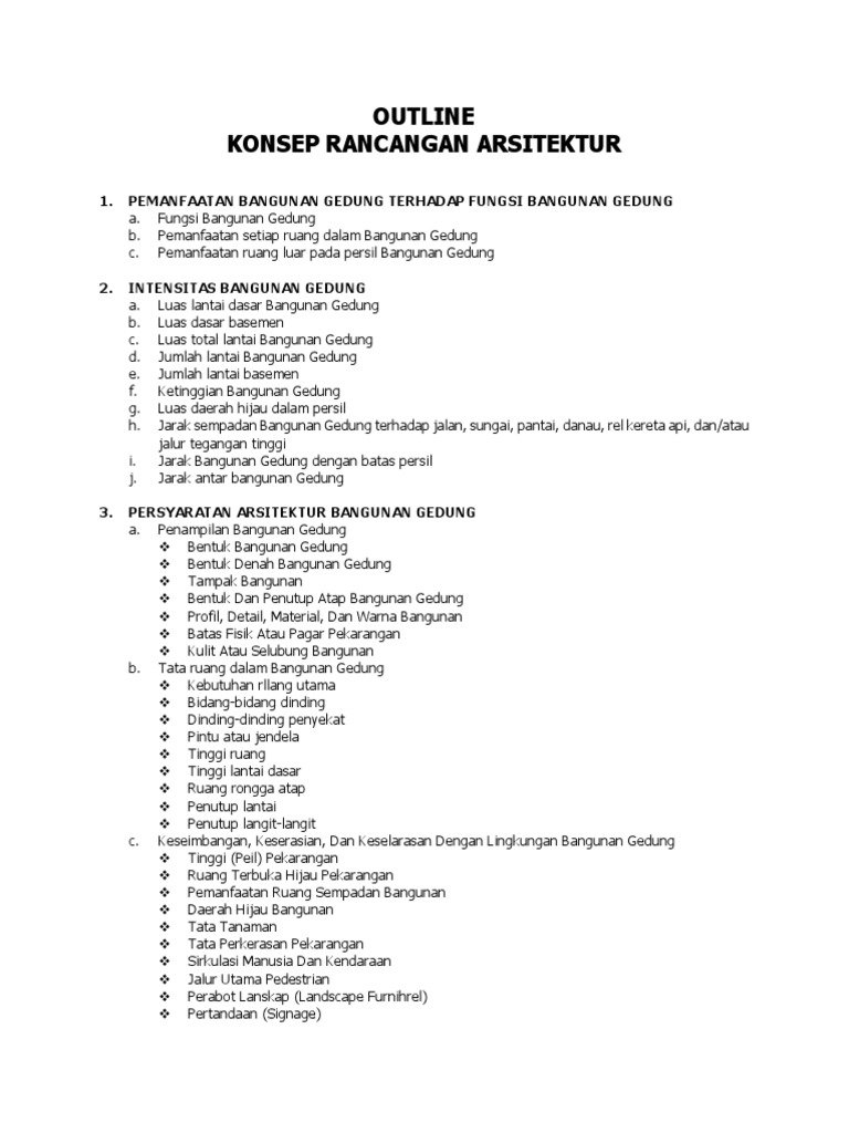 Outline Konsep Rancangan Arsitektur Sesuai Dengan PP 16 Tahun 2021-2 | PDF