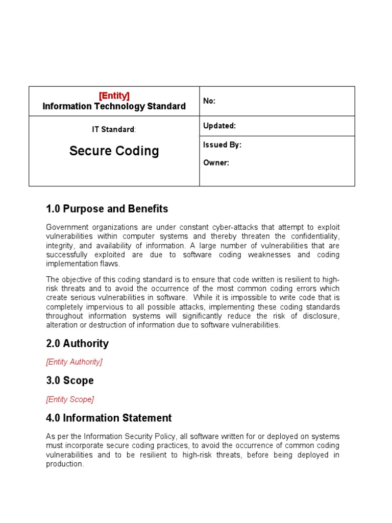 Secure Coding Standard | PDF | Vulnerability (Computing) | Information Security