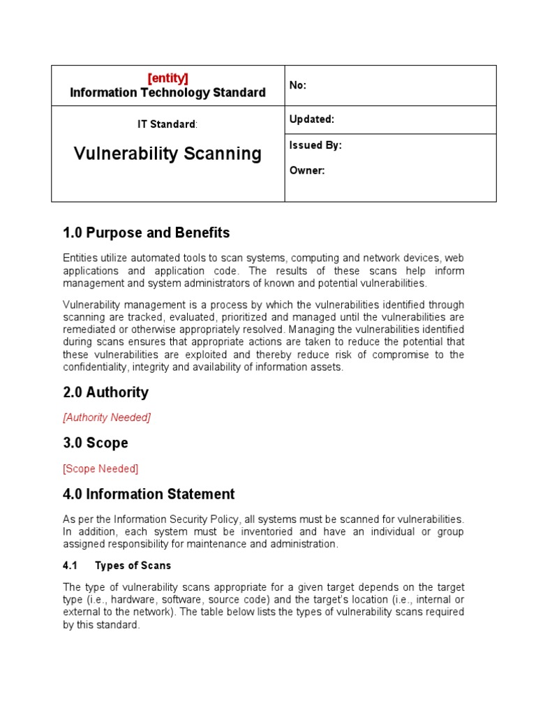 Vulnerability Scanning Standard | PDF | Vulnerability (Computing ...