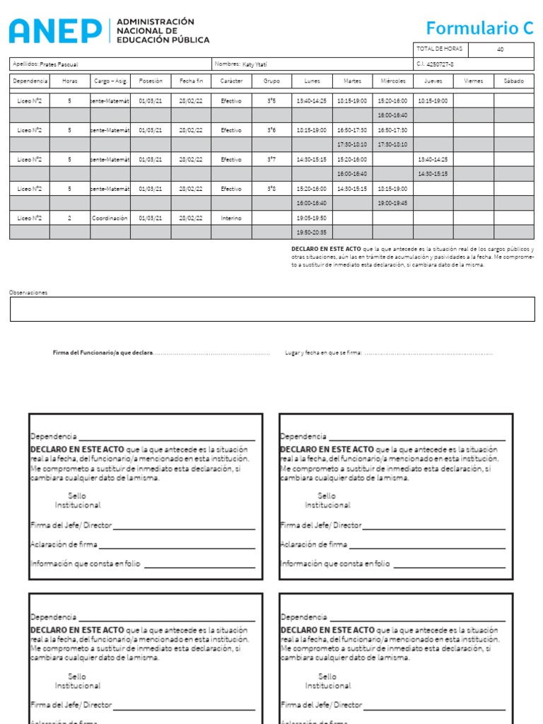 Formulario C 1 | PDF