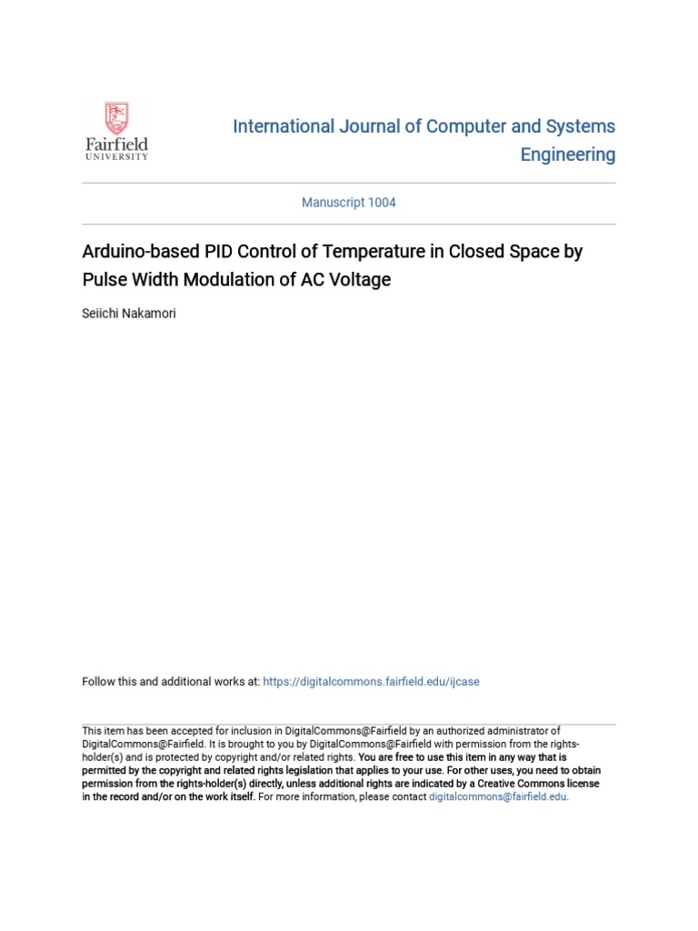 Pid Arduino Control Of Temperature By Pwm Pdf Analog To Digital