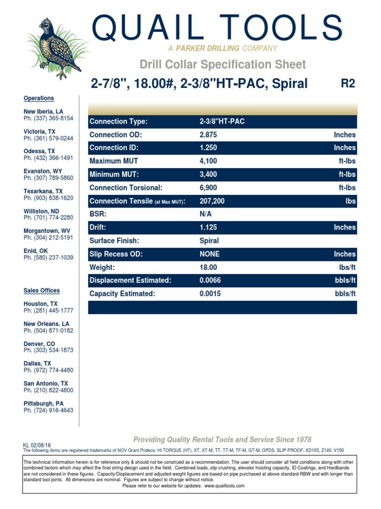 DC 2.875 18 1.250id 2.375htpac Spiral | PDF | Mechanical Engineering