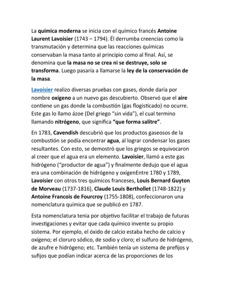 La Química Moderna Se Inicia Con El Pdf Química Valencia Química