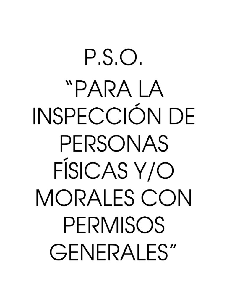 P S O Para La Inspección De Personas Físicas Y O Morales Con