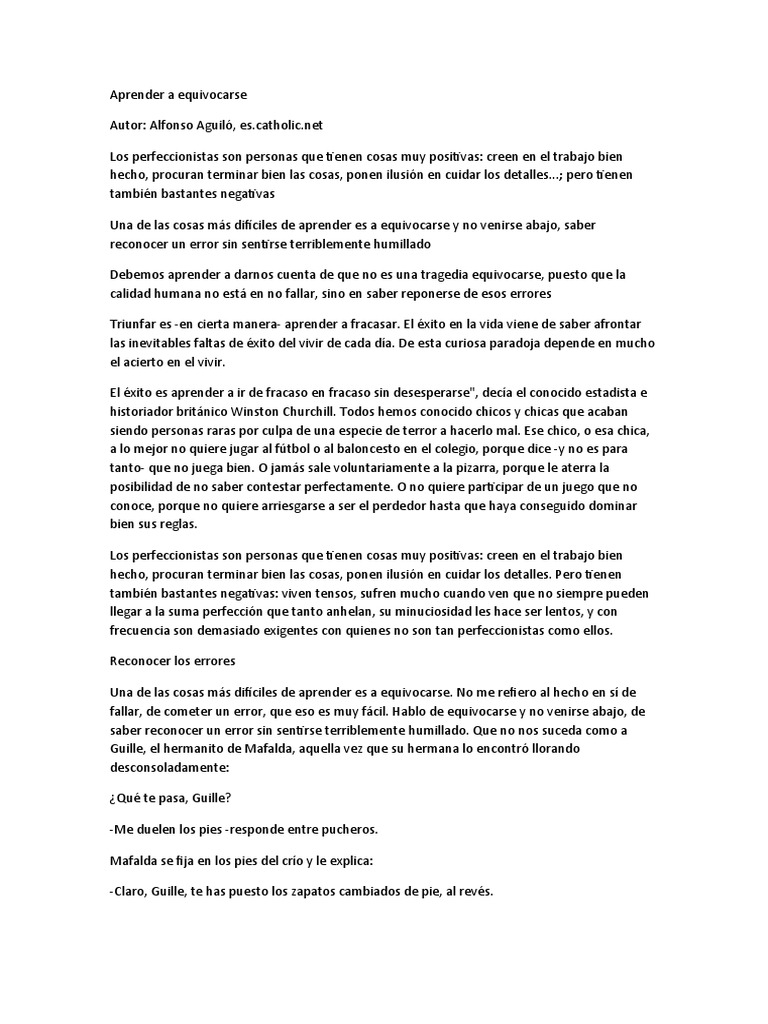 El valor de aprender a equivocarse | PDF