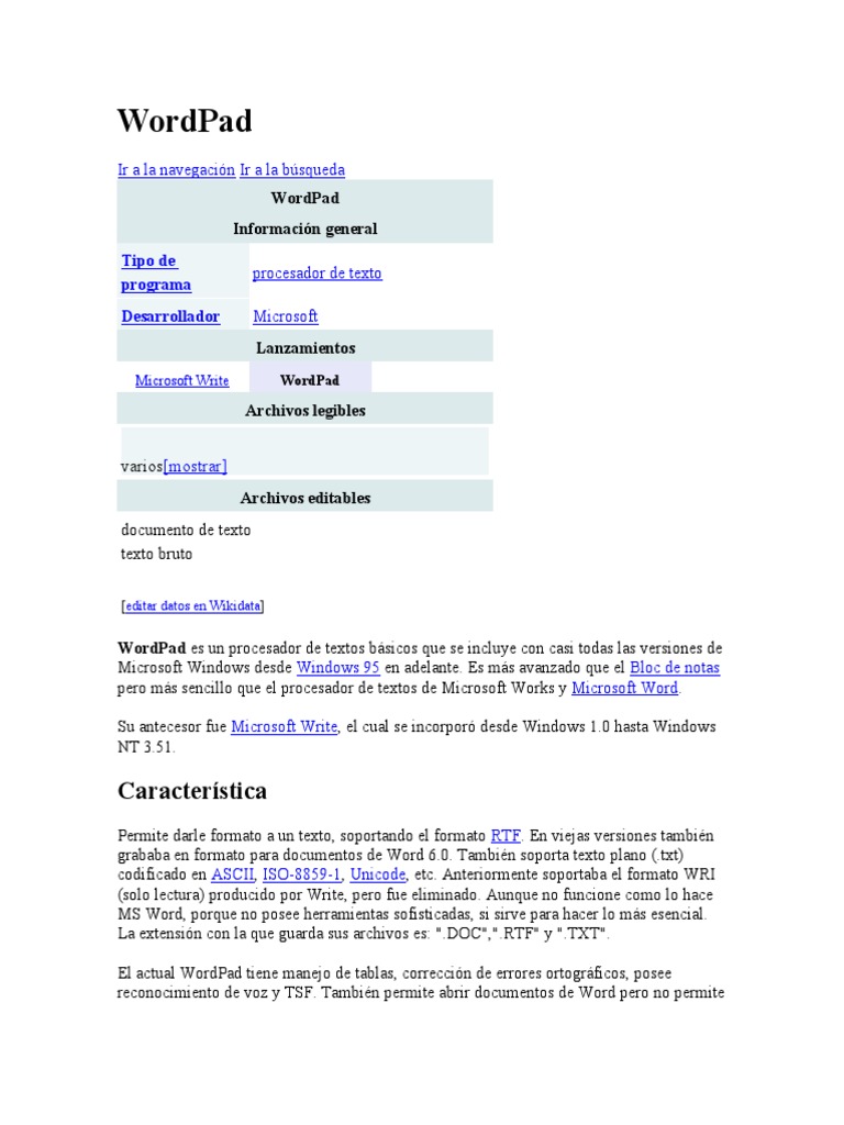 Word Pad | PDF | Plataformas de computación | Desarrollo de software