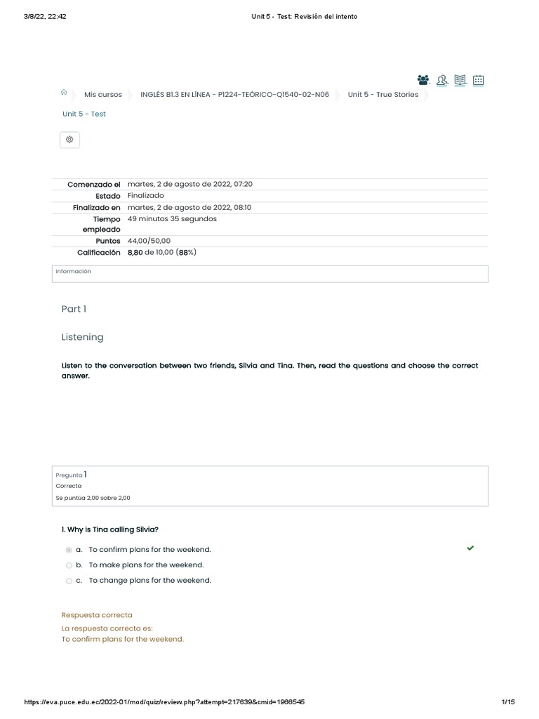 Unit 5 - Test - Revisión Del Intento | PDF | Linguistics
