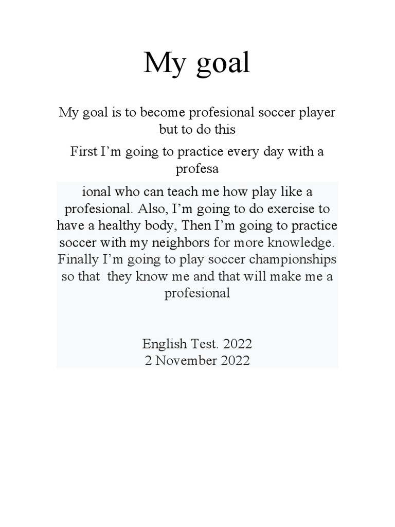 My Goal | PDF | Career & Growth | Sports & Recreation
