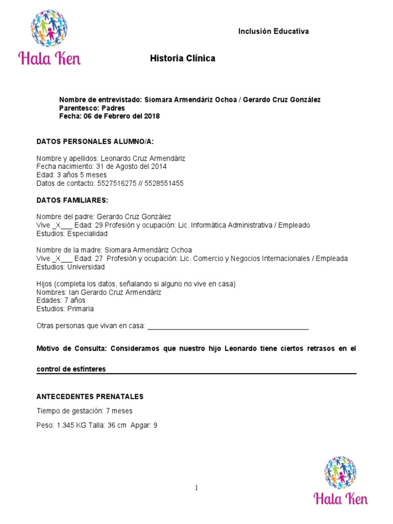 Entrevista Inicial Padres Hala Ken Oficial | PDF | El embarazo