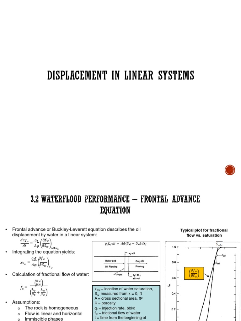 LINEAR WATERFLOOD DISPLACEMENT | PDF | Diffusion | Viscosity