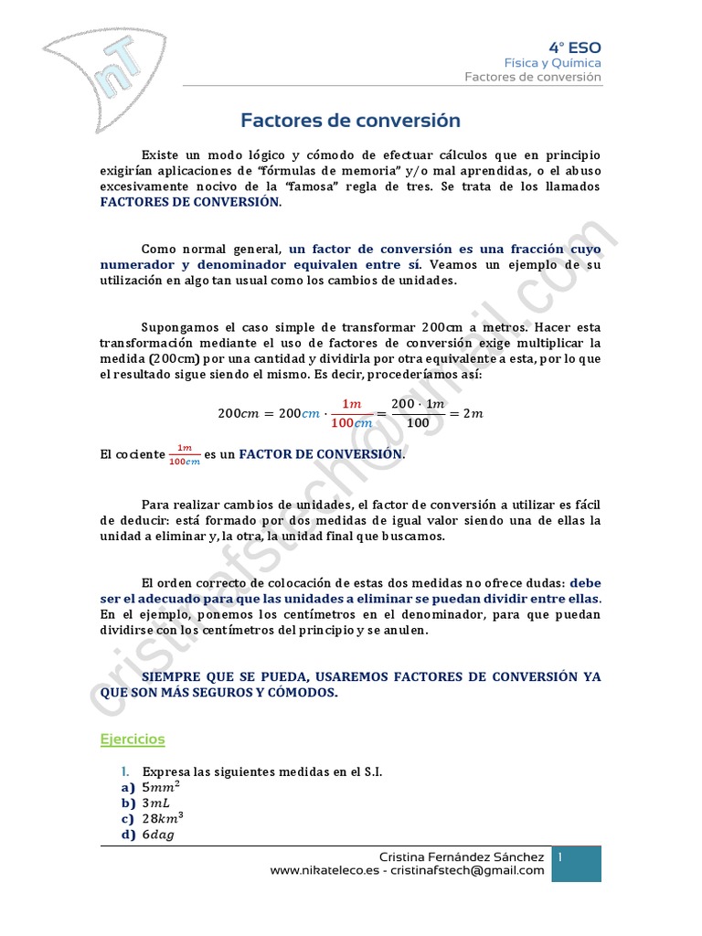 4ESO Factores-De-conversion CFernandezSanchez A | PDF | Science ...